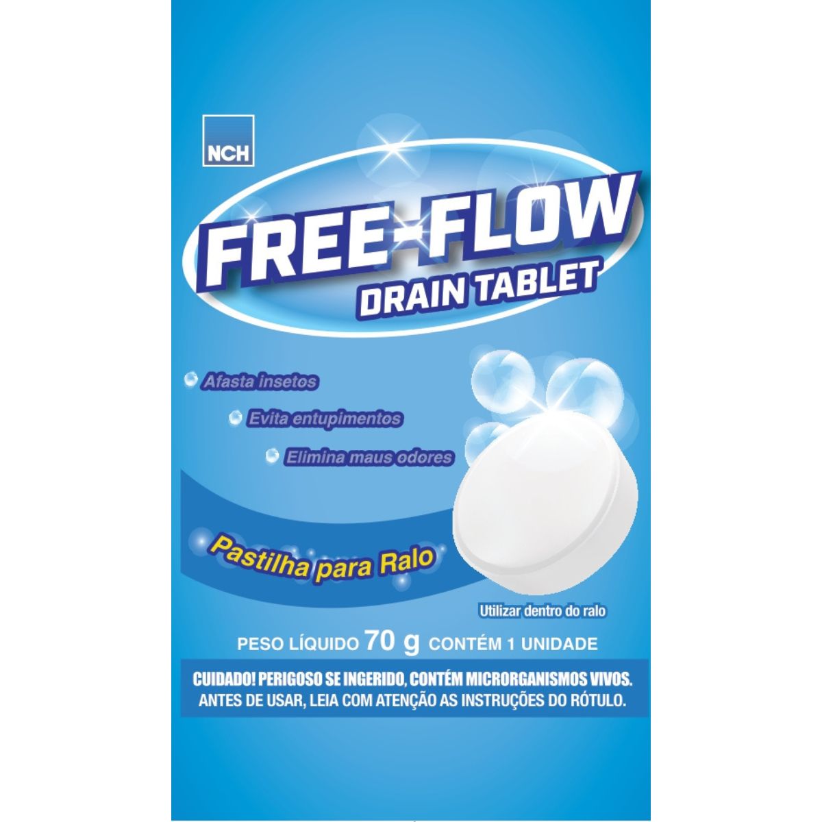 Pastilha Para Ralos Free Flow Drain Tablete Nch - 70g